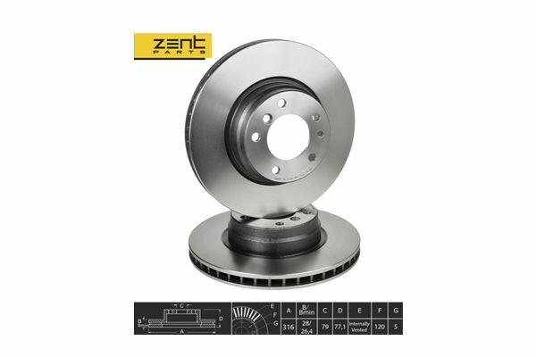 ZENTPARTS Диск тормозной передний для BMW E38 2.5-3.5 M51/M52/M57/M60/M62 93>