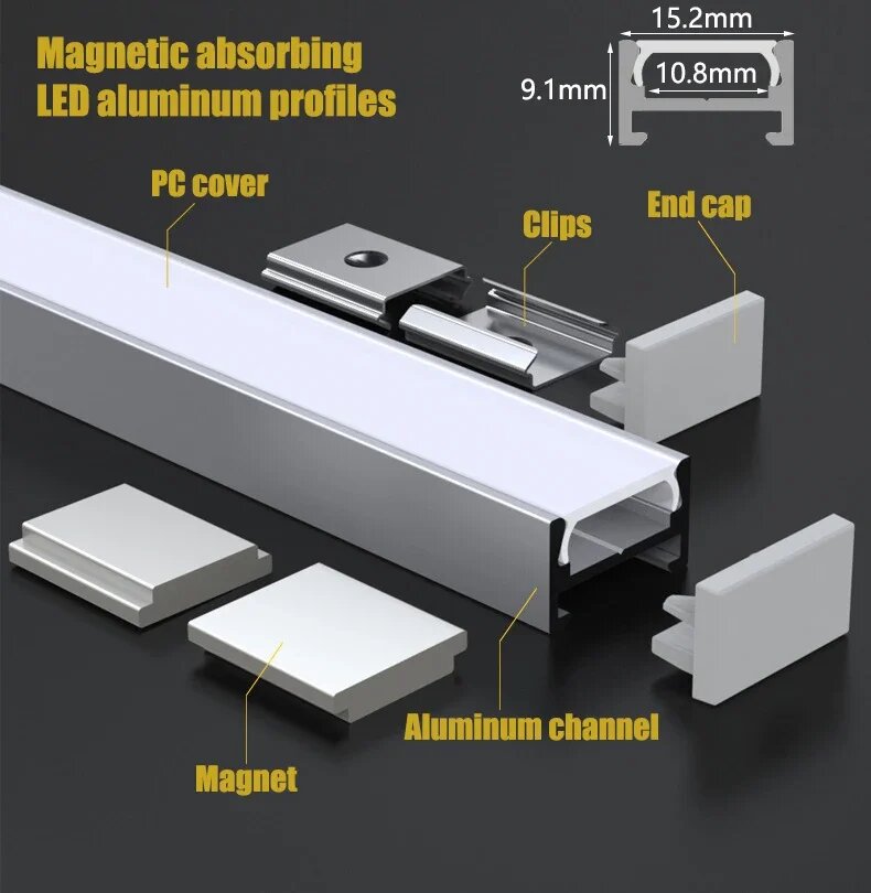 Алюминиевый профиль для LED ленты белый Magnet-W-1509 50 см