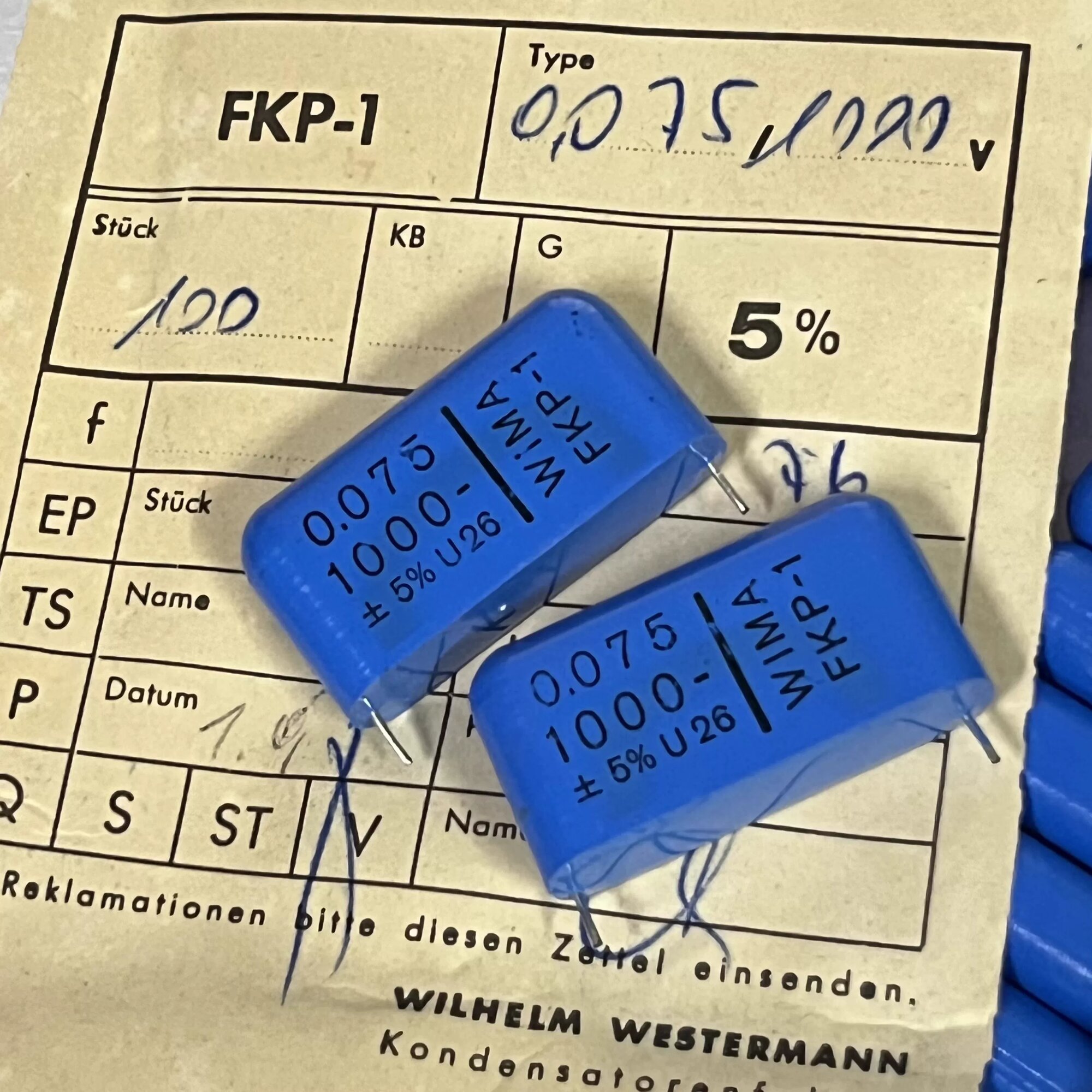 WIMA FKP-1 0.075UF 1000V плавный звуковой конденсатор 1шт цена