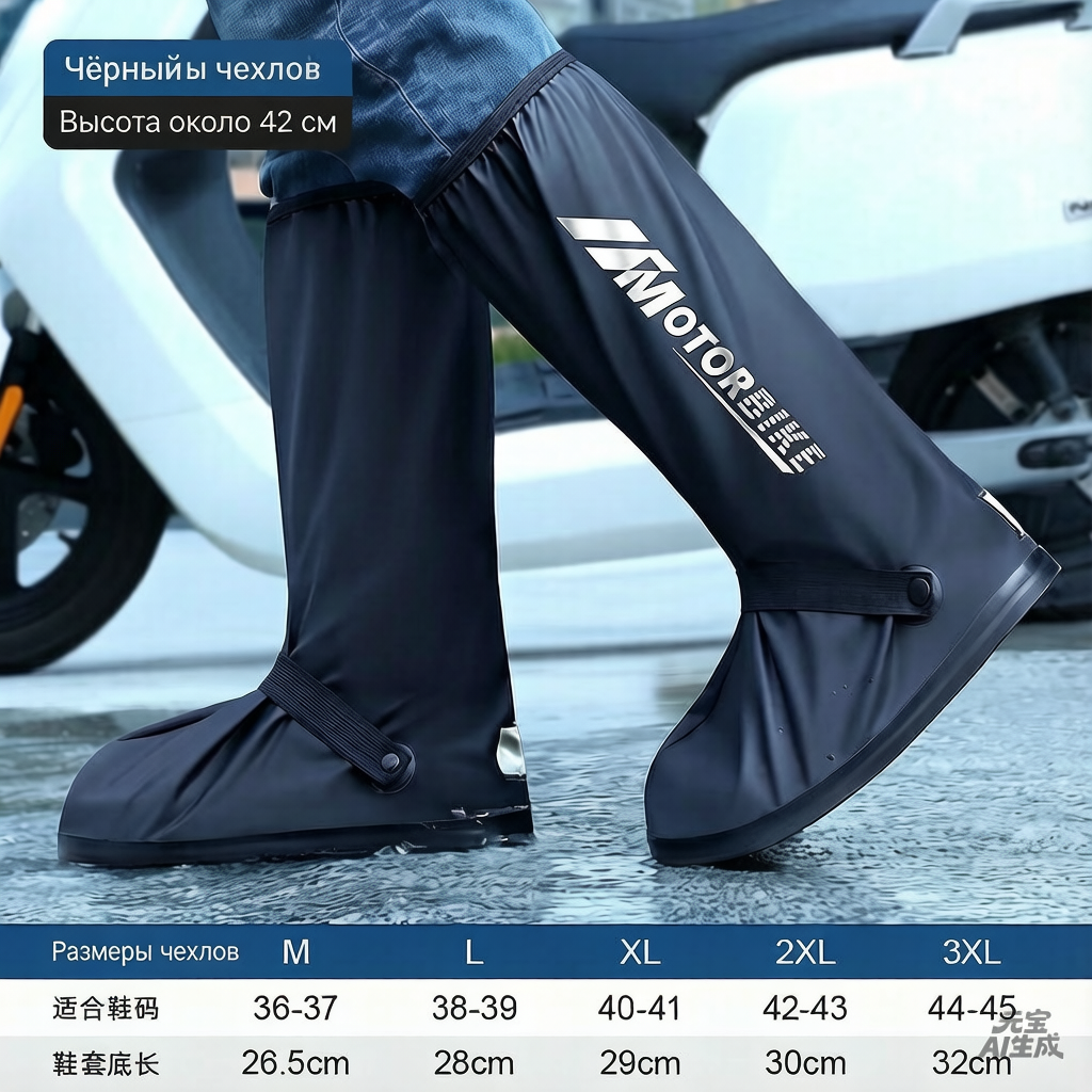Водонепроницаемые бахилы из ПВХ, с высокой трубкой, Shinylife,2XL,42/43