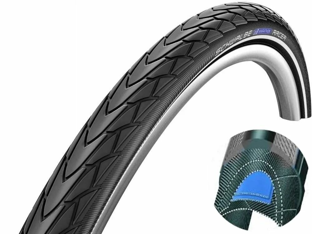 Велопокрышка 26x1.50 (40-559) SCHWALBE MARATHON RACER. RaceGuard. Корд: Wired (стальной)