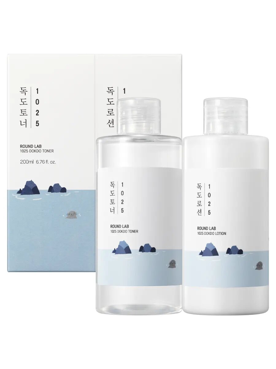 Round Lab Увлажняющий набор с морской водой: тонер + лосьон Dokdo Toner + Lotion Duo 200 мл х 2 шт