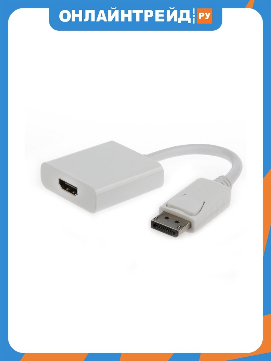 Переходник Cablexpert DisplayPort -> HDMI , 20M/19F, белый
