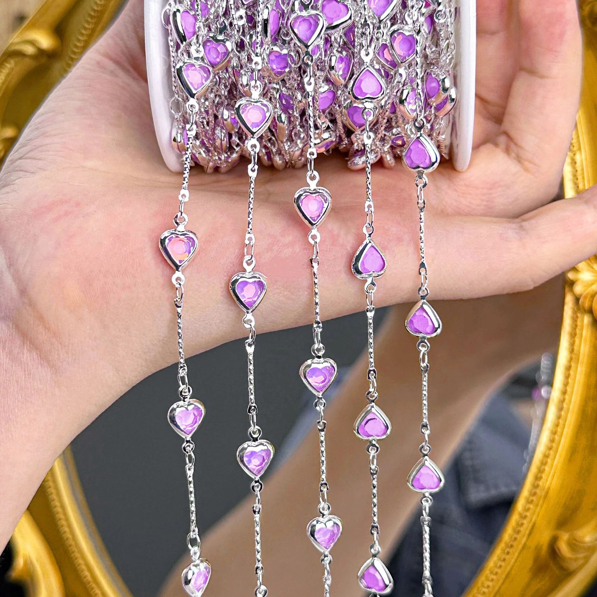Каламори медная цепочка с сердцем 0,5/1 м 1Meter, Silver Color