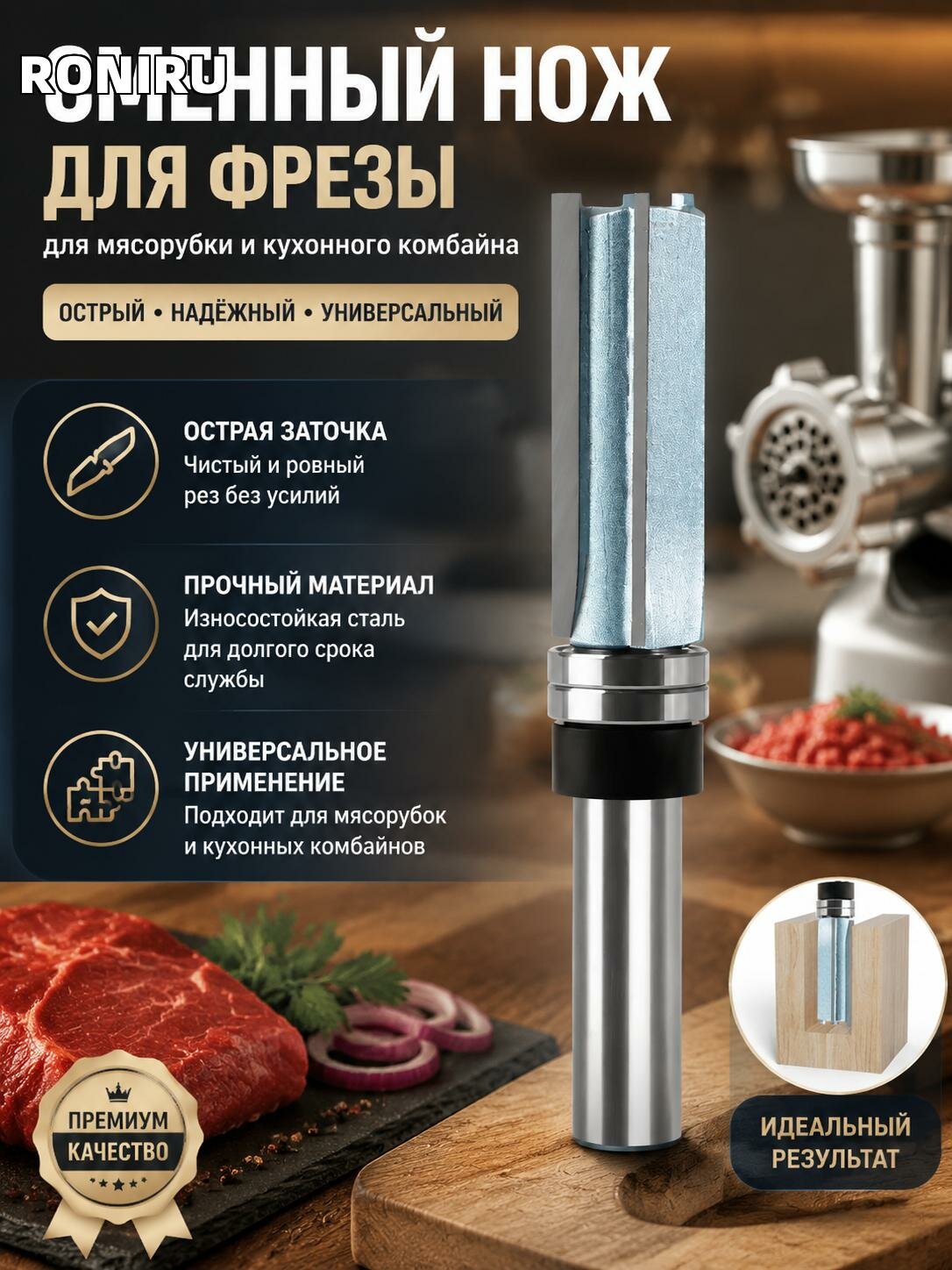 Сменный нож для фрезы — универсальный острый режущий элемент для мясорубки и кухонного комбайна для домашней кухни
