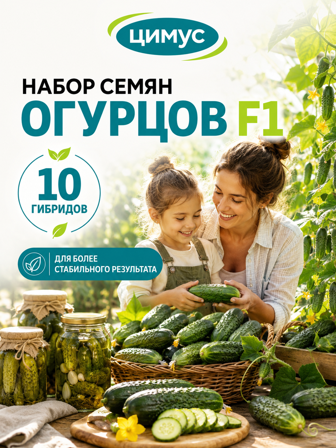 Семена огурцов, гибриды, раннеспелые, набор, 10 пачек, 10 сортов