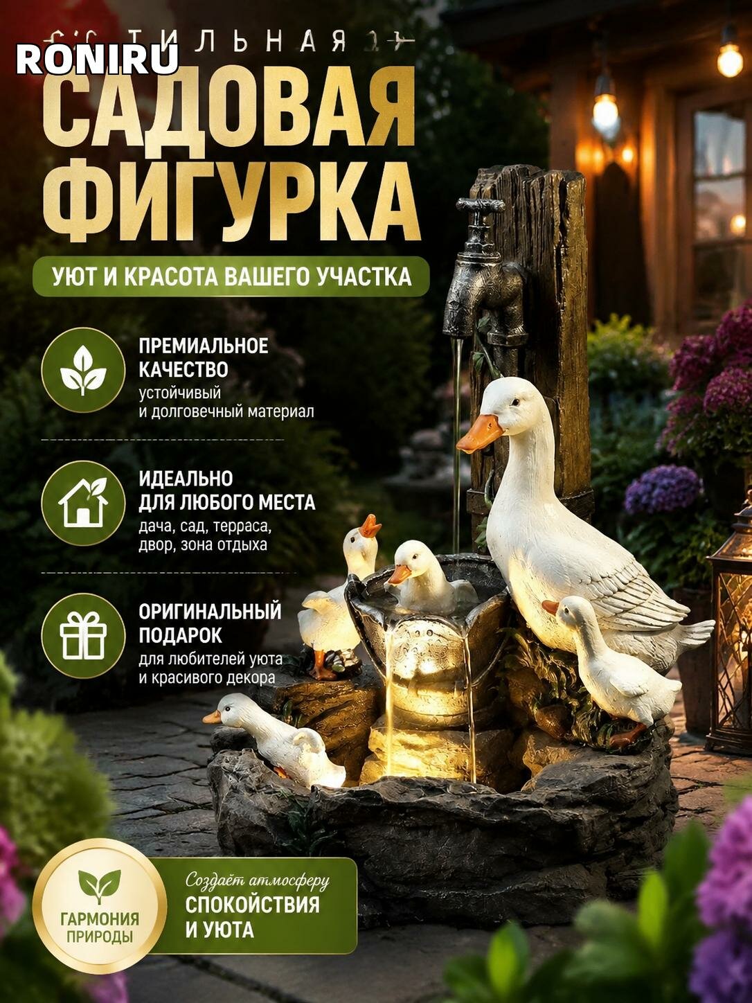 Стильная садовая фигурка для украшения участка, террасы и дачи — оригинальный декор для ландшафтного дизайна и уюта