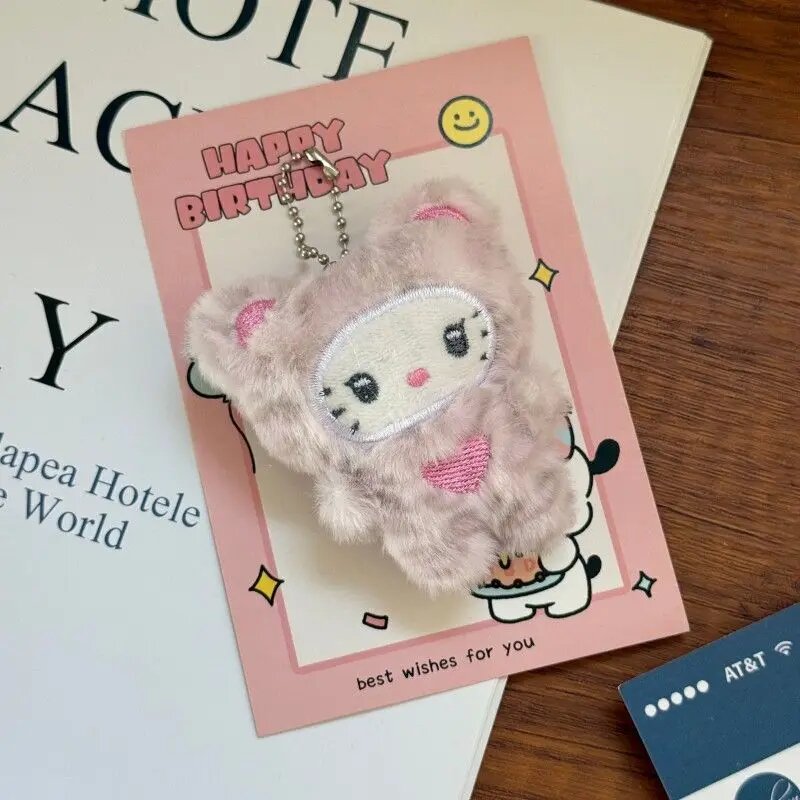 Розовый плюшевый брелок Kuromi Hello Kitty