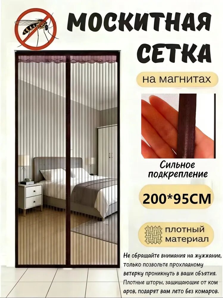Москитная сетка на дверь, антимоскитная сетка на дверь,95x200CM