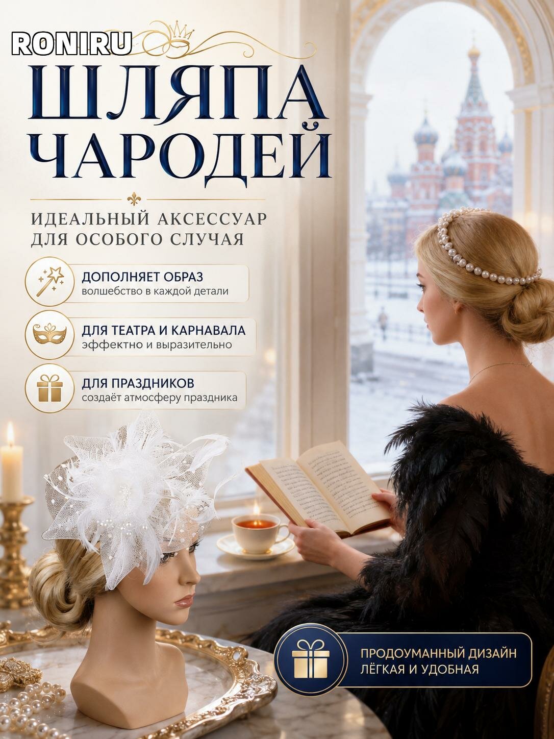 Шляпа чародея, костюмный аксессуар для театра, карнавала и тематических праздников