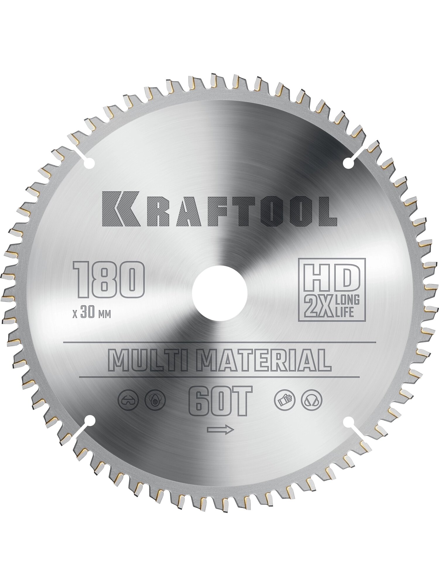 Пильный диск по алюминию KRAFTOOL Multi Material, 180 х 30 мм, 60Т