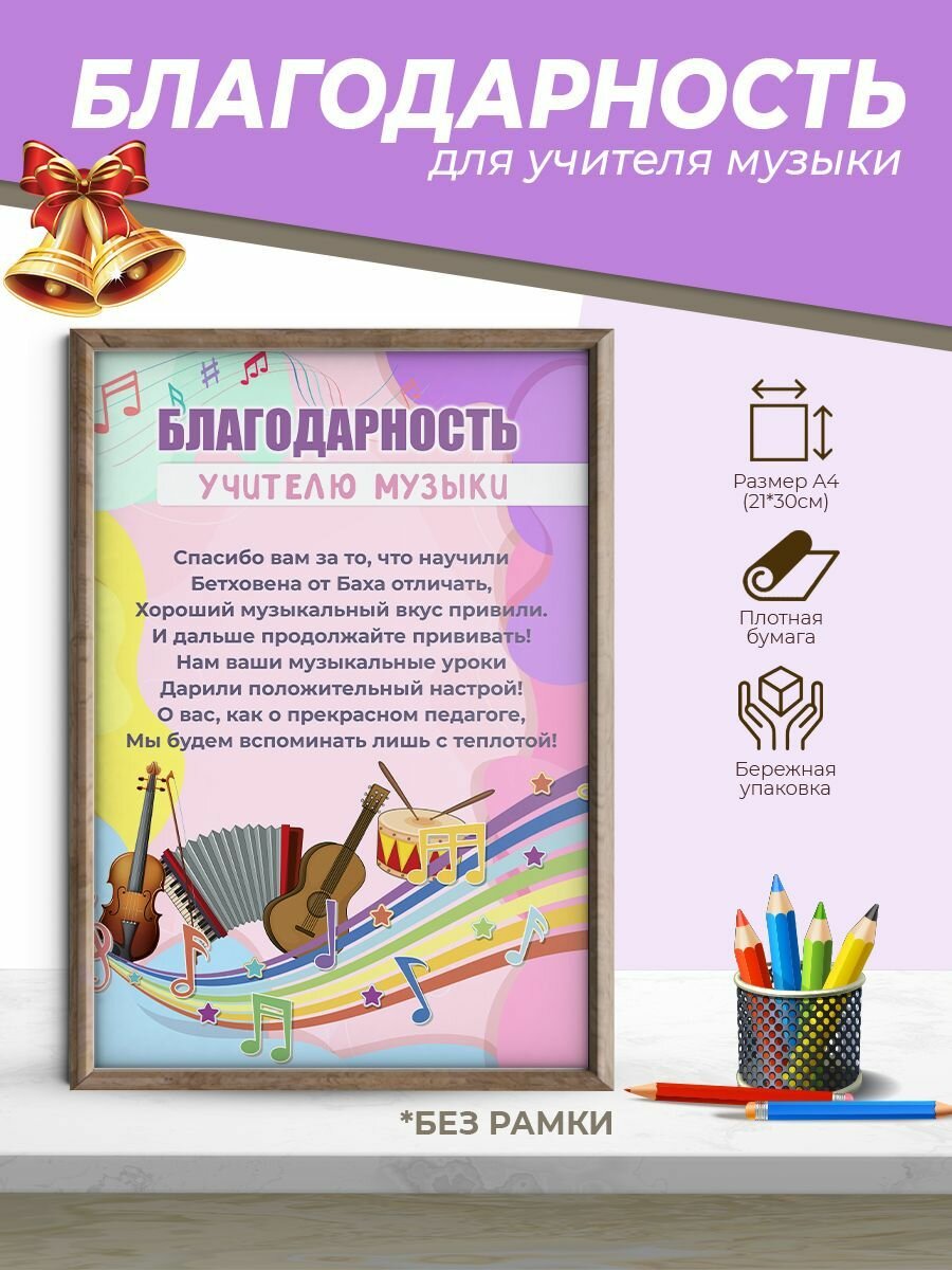 Благодарность учителю музыки