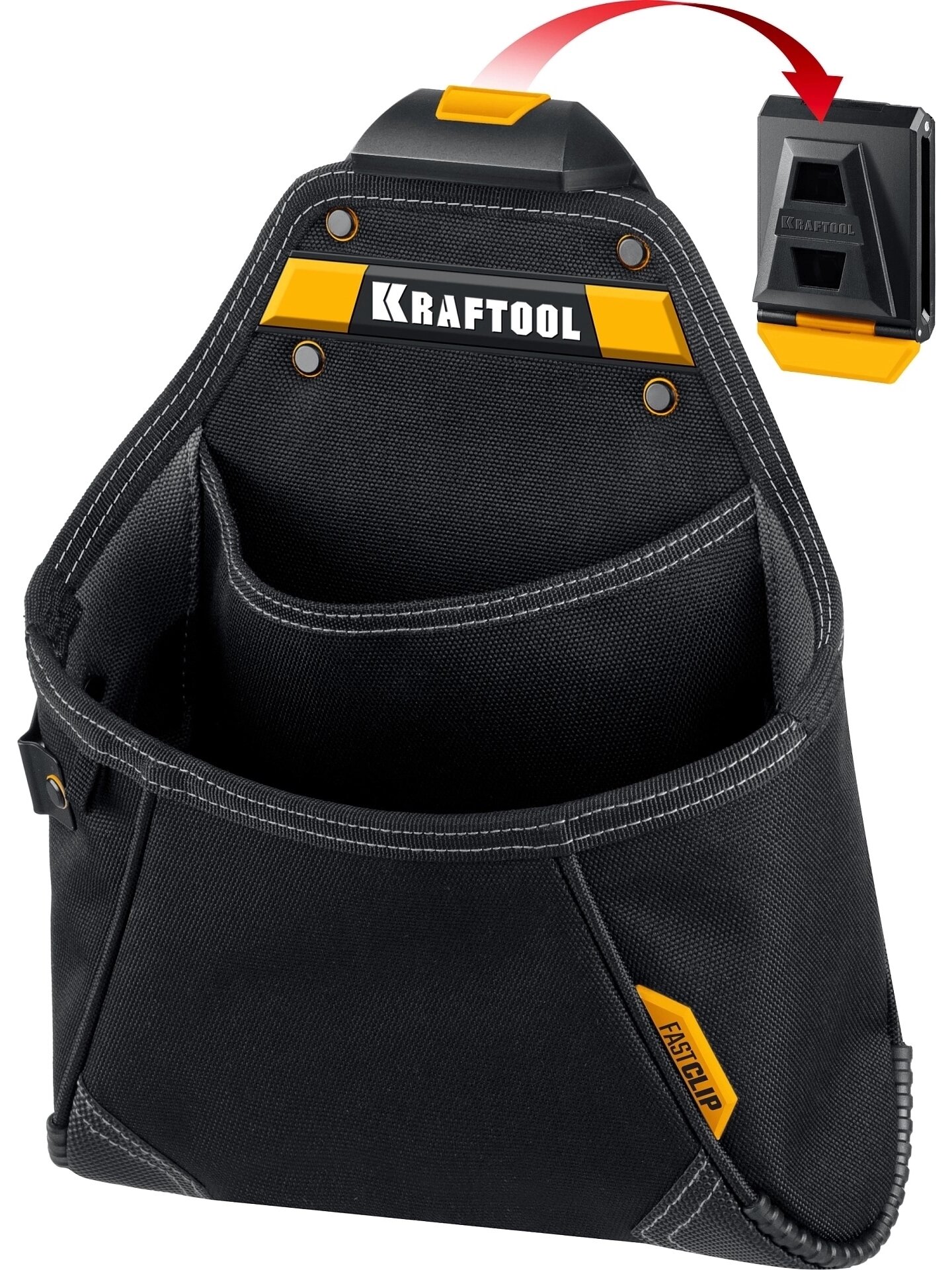 Поясная сумка KRAFTOOL KP-12 с быстросъёмным креплением FastClip, 12 карманов и петель, 260 х 340 мм