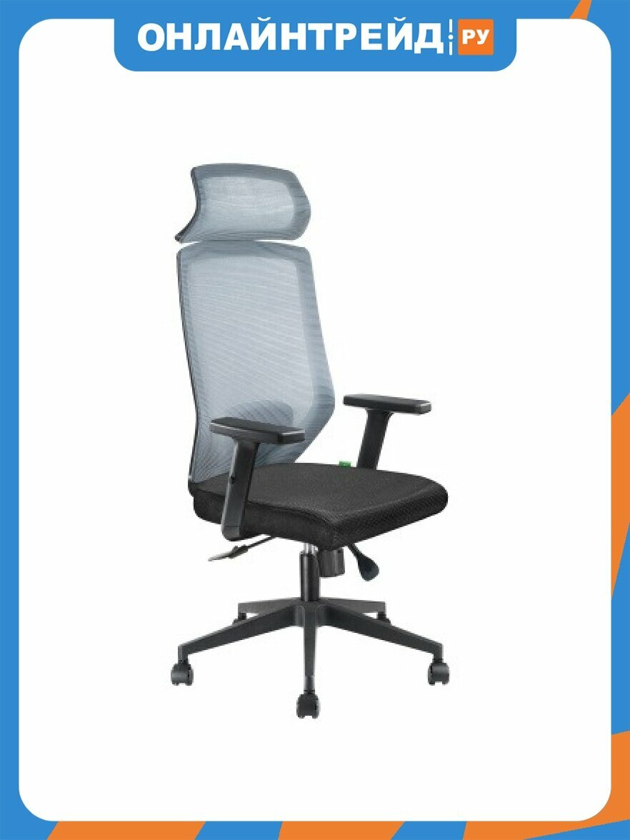 Кресло офисное Riva Chair Bronte A755 Luxe Серый. Черный