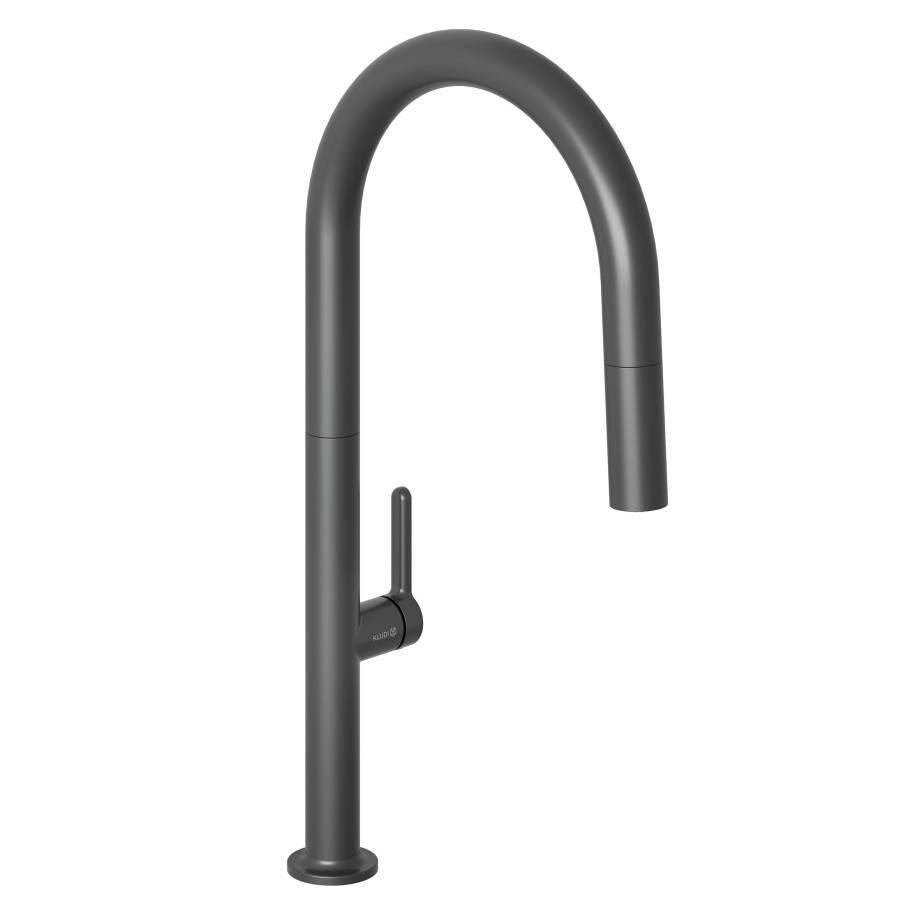 Смеситель для кухни Kludi Aurea 558526675 черный матовый, с выдвижным изливом, рычажный, латунь
