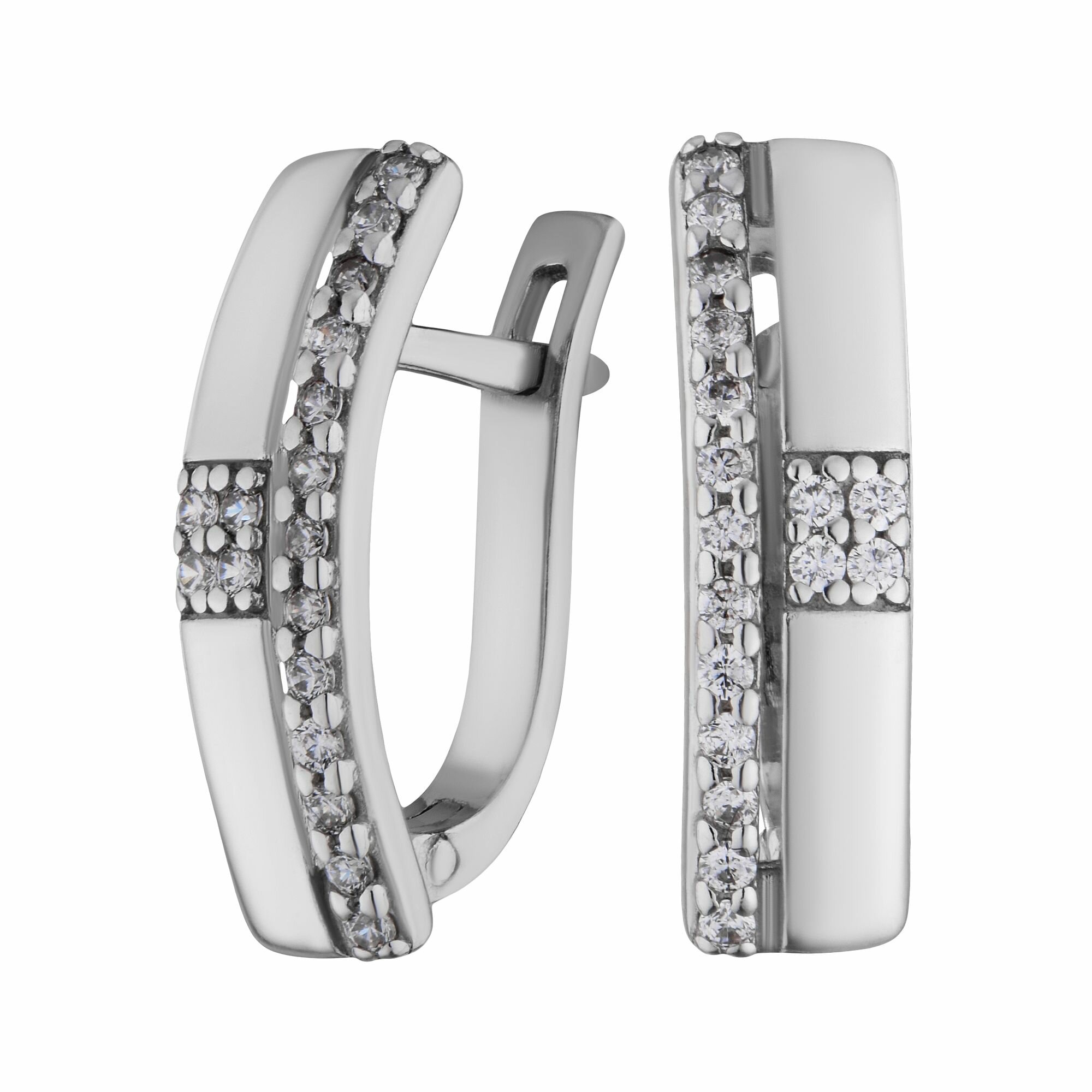 Серьги, серебро, 925 проба, фианит