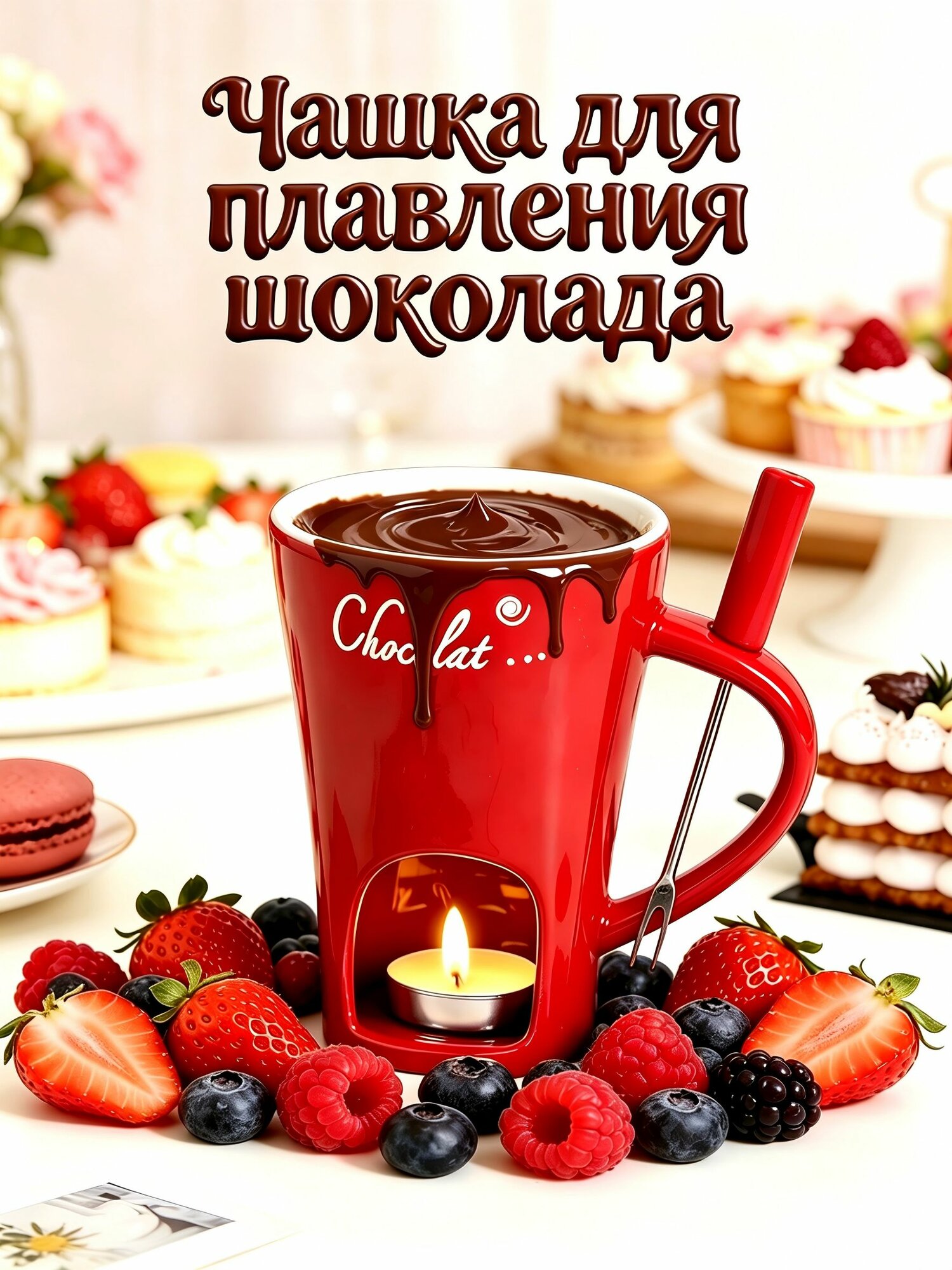 Набор для фондю, чаша: 11*8.3 см, 0.13 л, количество персон: 1