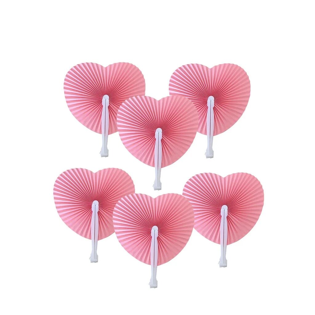 Розовые складные бумажные веера в форме сердца Розовый, Pink Heart
