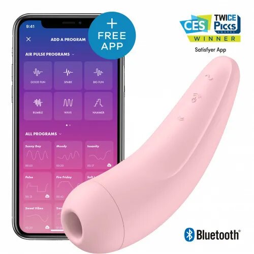 Клиторальный стимулятор с вибрацией Satisfyer Curvy 2+, розовый