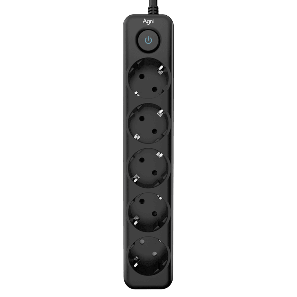 Сетевой фильтр AGNI TP-FD5E 2 м, 5 розеток, черный (TP-FD5E-2m-black)