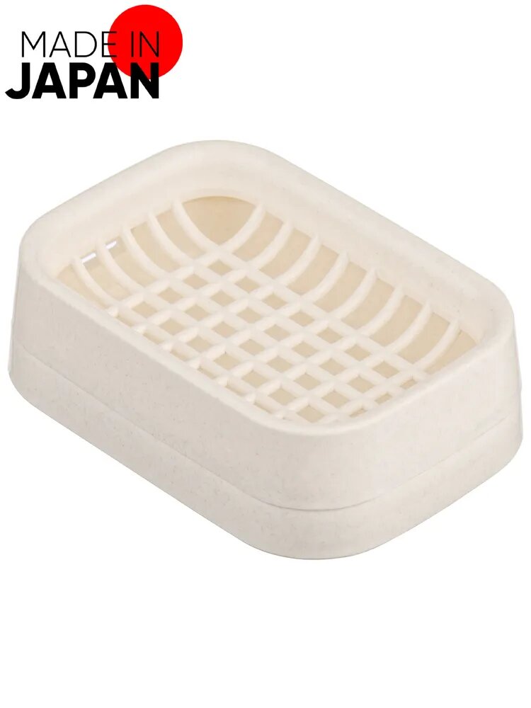 Мыльница с поддоном INOMATA SOAP DISH, 2204, бежевый, 128*91*41 мм