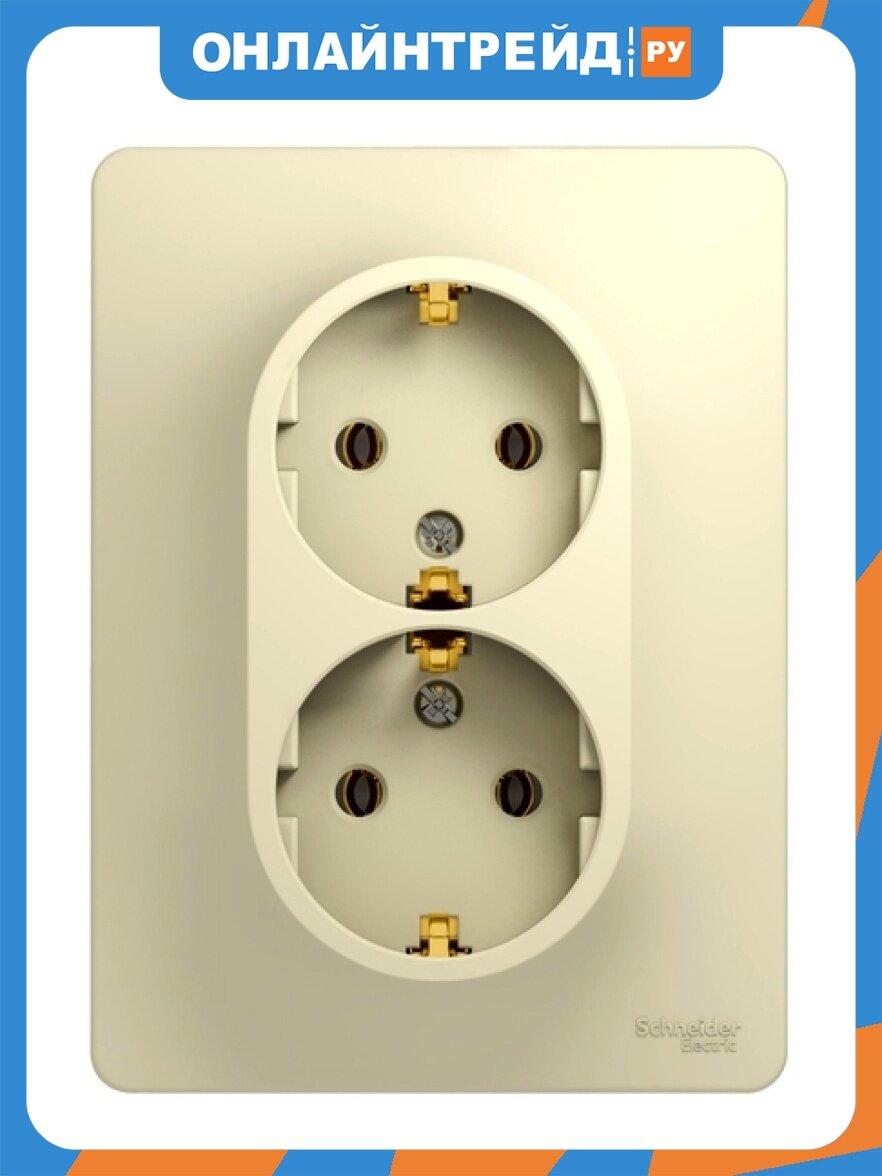 Розетка Systeme Electric (schneider Electric) SCHNEIDER ELECTRIC 2-я с/з, в сборе с рамкой SE Glossa, Беж GSL000224