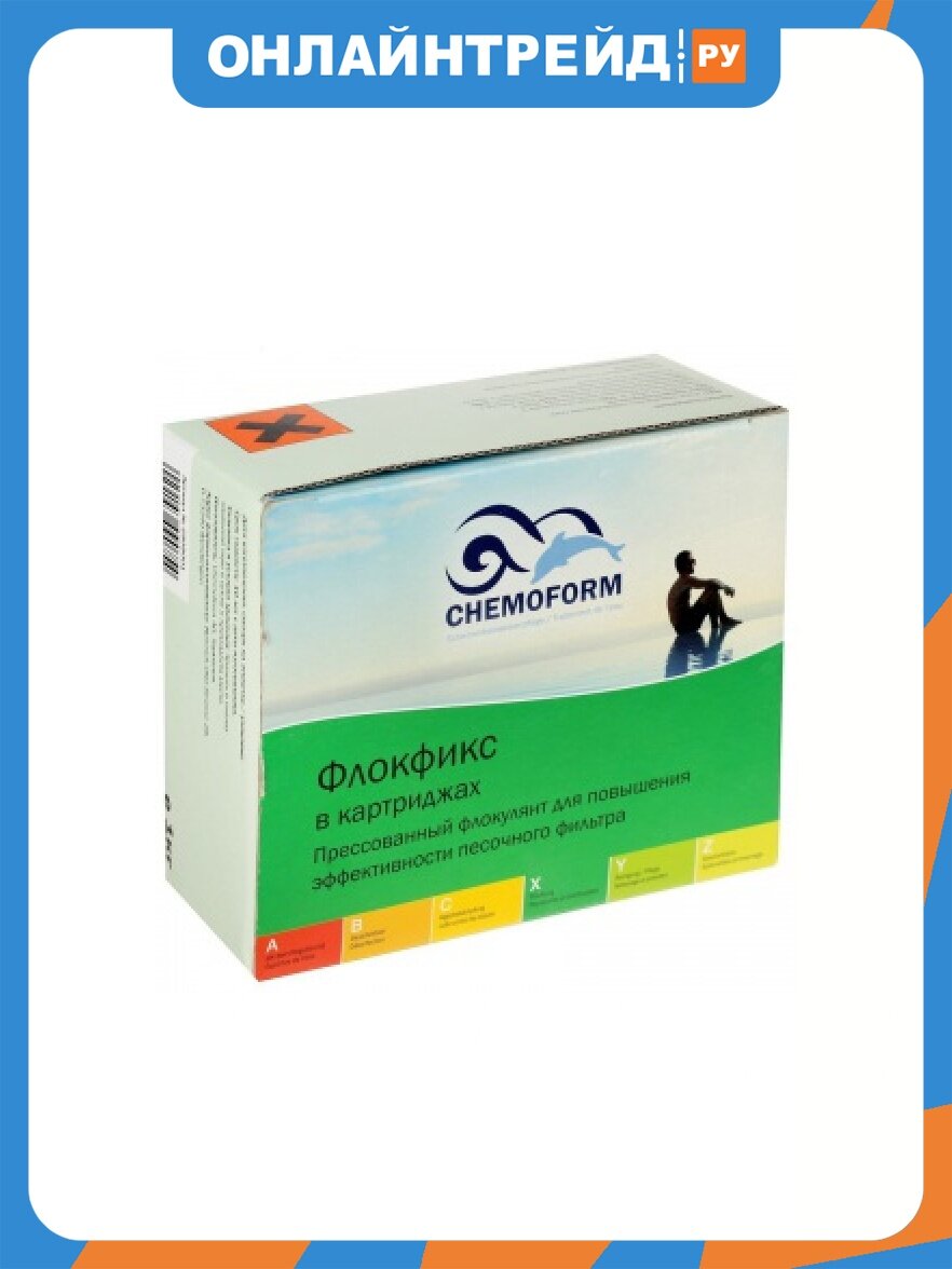 Флокфикс Chemoform 1кг коробка, коагулянт в картриджах (8х125гр), медленнорастворимый