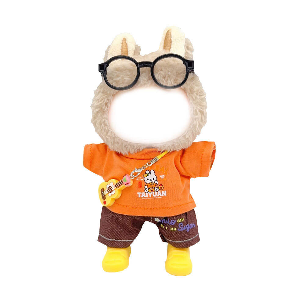 Одежда для кукол унисекс MIAOJI, Orange Cartoon T-Shirt+Brown Jeans+Yellow Guitar+Black Glass