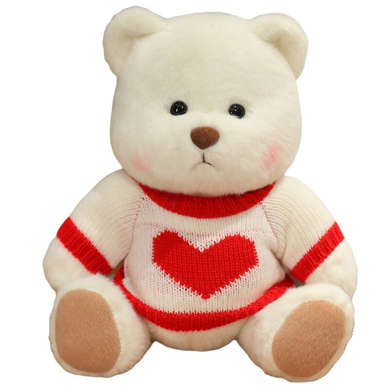 Плюшевый медведь унисекс PANGPANGLONG Лина, White Bear Red Heart Sweater+Box, 30CM EU