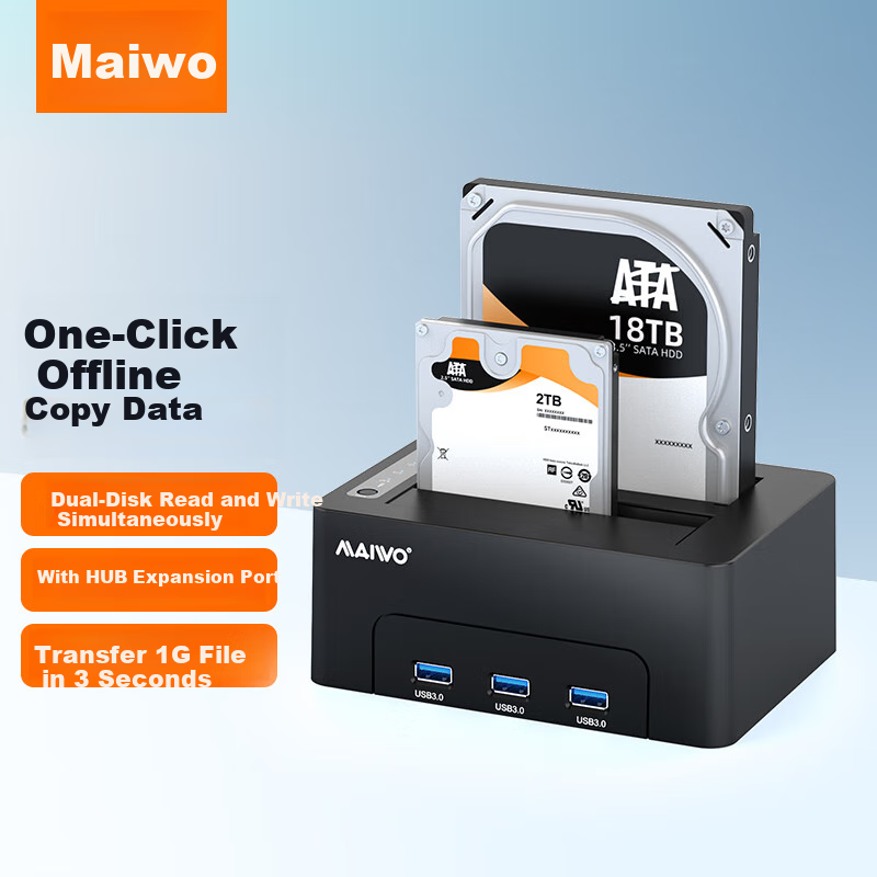 MAIWO K3082H USB3.0 внешний док-станция для 2 жестких дисков 3.5/2.5 дюйма SATA HDD/SSD с функцией копирования