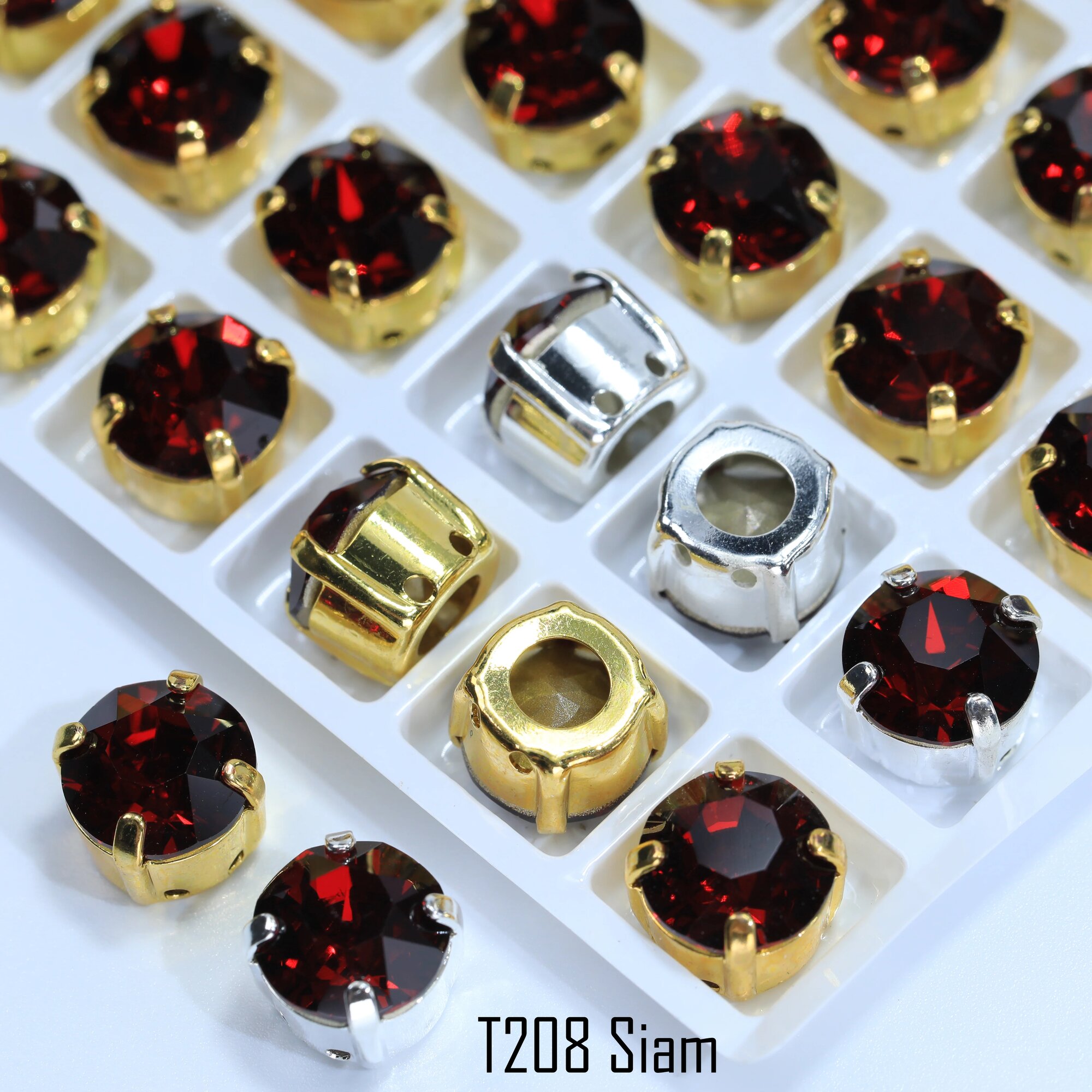 Стразы XIRIUS шатон Gold Claw, 144Pcs 6.2mm, T208 Siam
