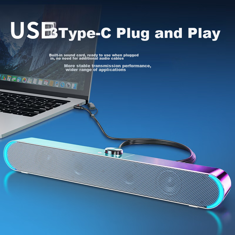Saida SADA Черная настольная Bluetooth колонка 2.0 каналов Type-C USB с микрофоном Цвет：Черный [USB проводной +