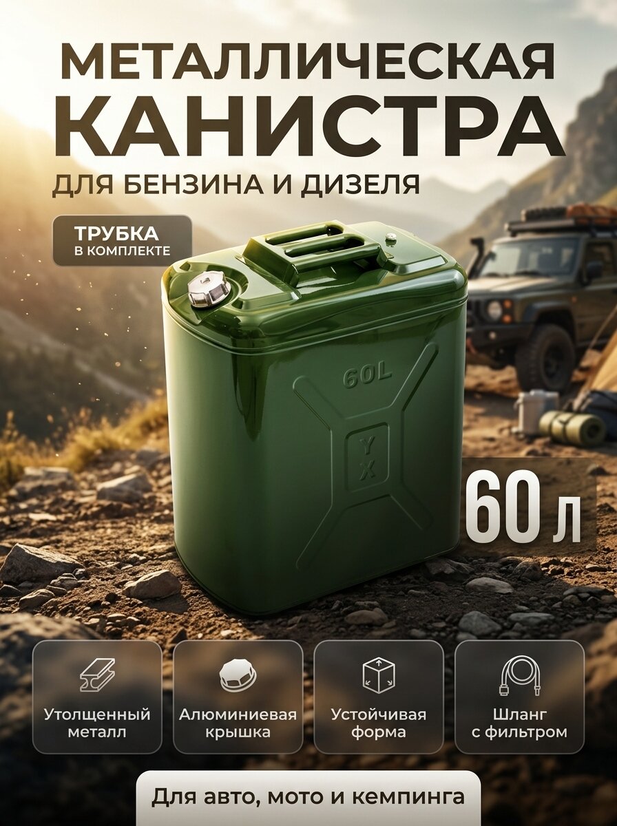 Канистра 60 л для бензина и дизеля, алюминиевая герметичная.