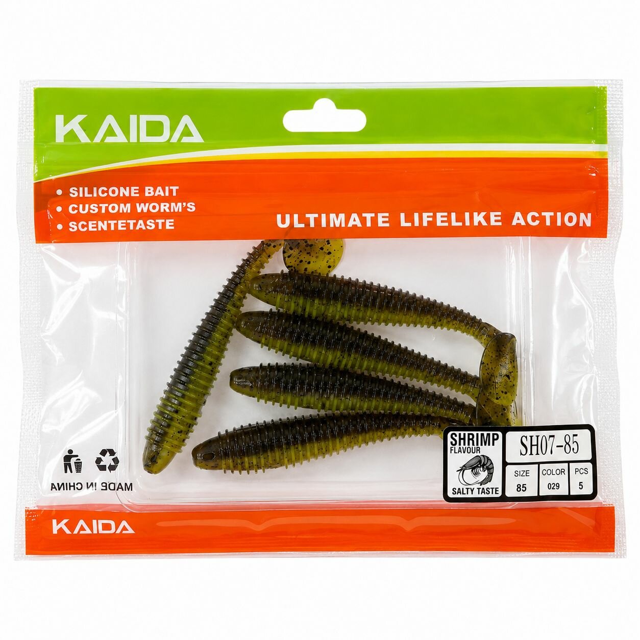 Набор силиконовых приманок KAIDA SH07-85 8.5см 5шт COLOR 029