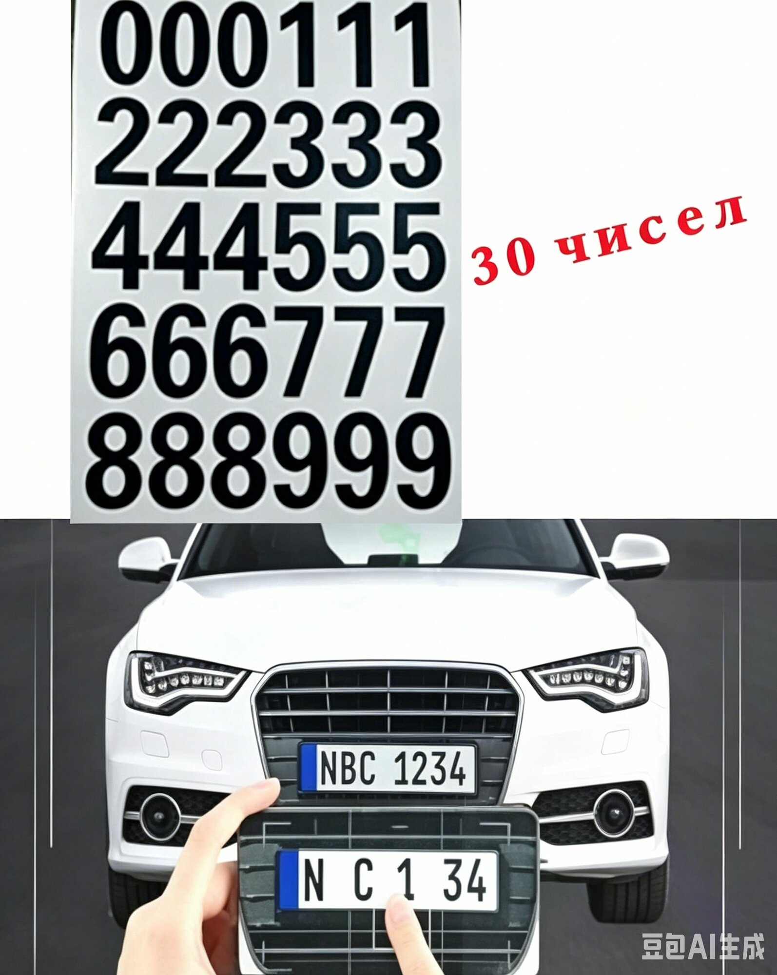 Защитная плёнка для автомобильных номеров, 30 цифр