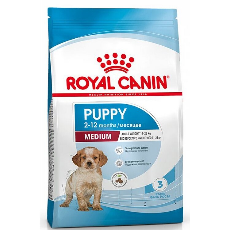 Royal Canin Medium Puppy / Сухой корм Роял Канин Медиум Паппи для Щенков Средних пород в возрасте от 2 до 12 месяцев фас. 14 кг