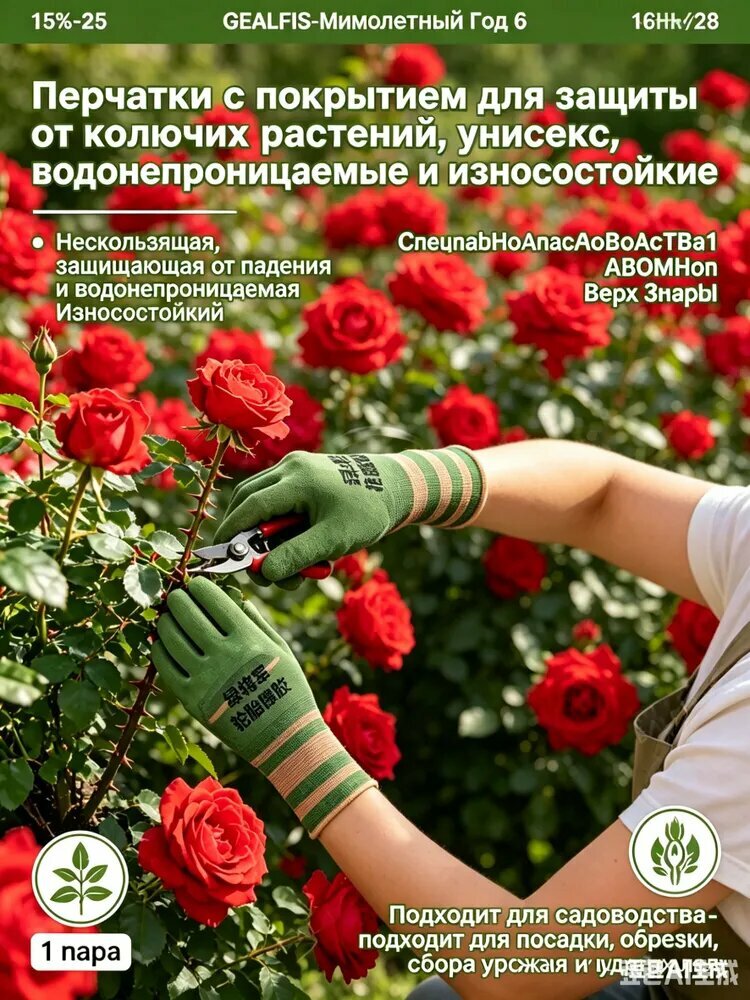 Перчатки с покрытием для защиты от колючих растений, унисекс, водонепроницаемые и износостойкие