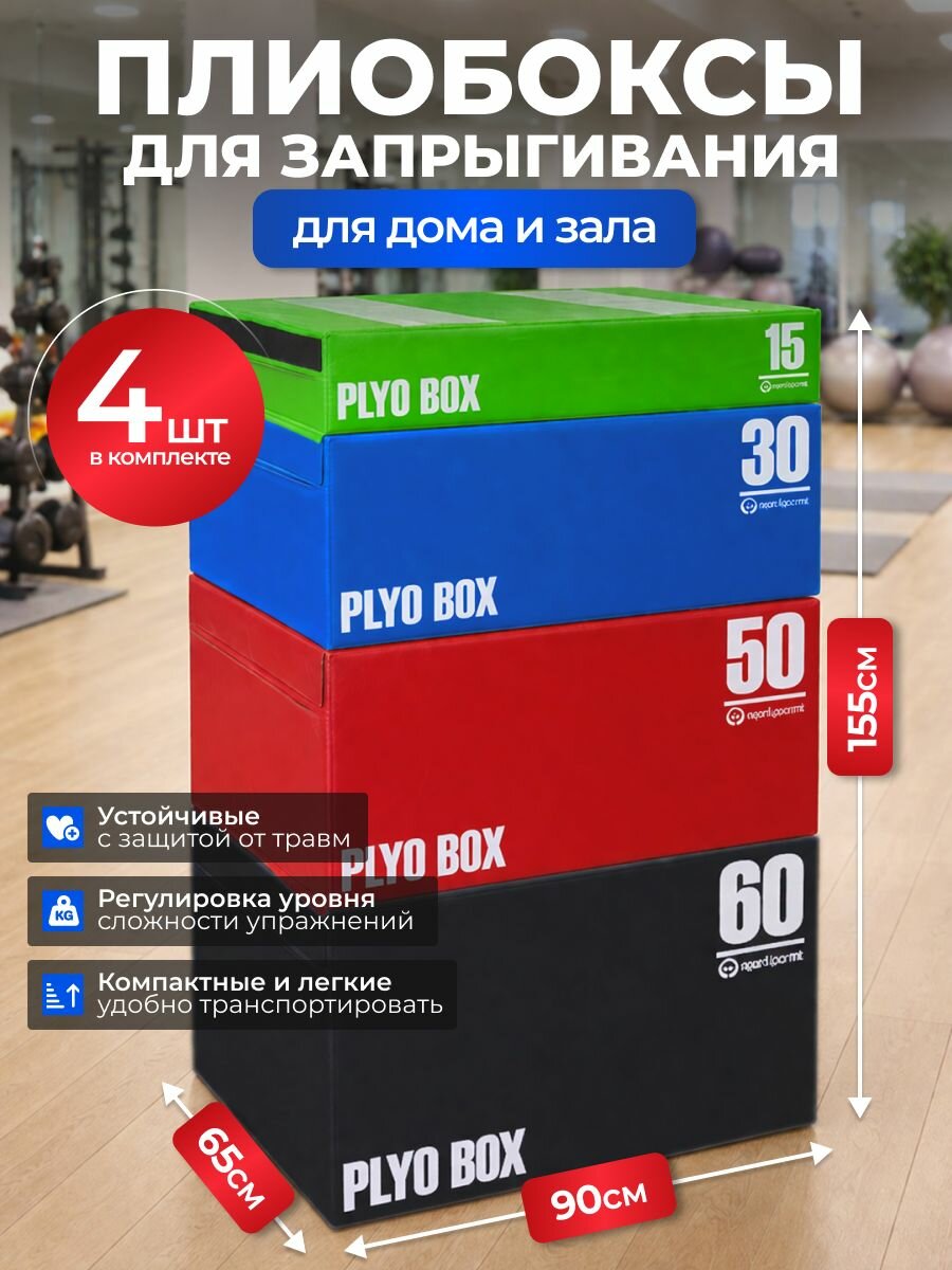 Плиобокс SportPanda, тумба для запрыгивания (комплект 4 шт)