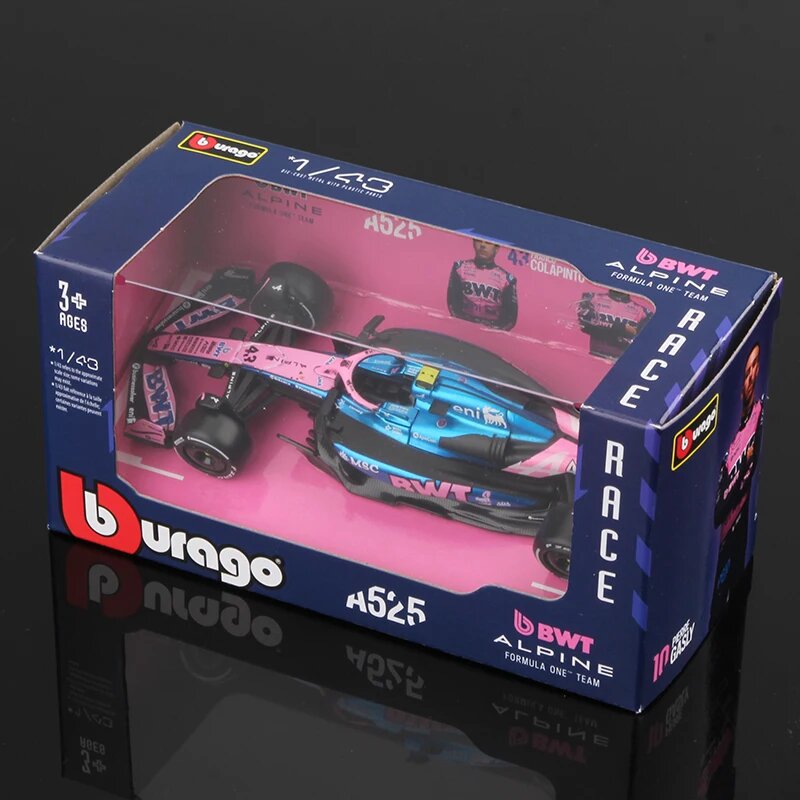 Bburago 1:43 BWT Alpine 2025 A525 F1 модель болида Розовый, 43-COL-Regular