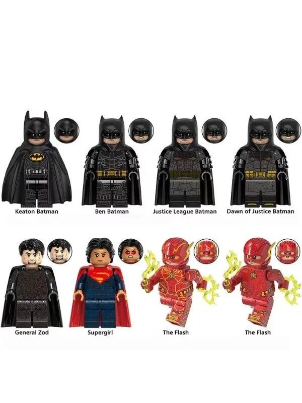 Набор минифигурок Бэтмен, Флэш / Batman совместимы с конструкторами 8шт (4.5см, пакет)