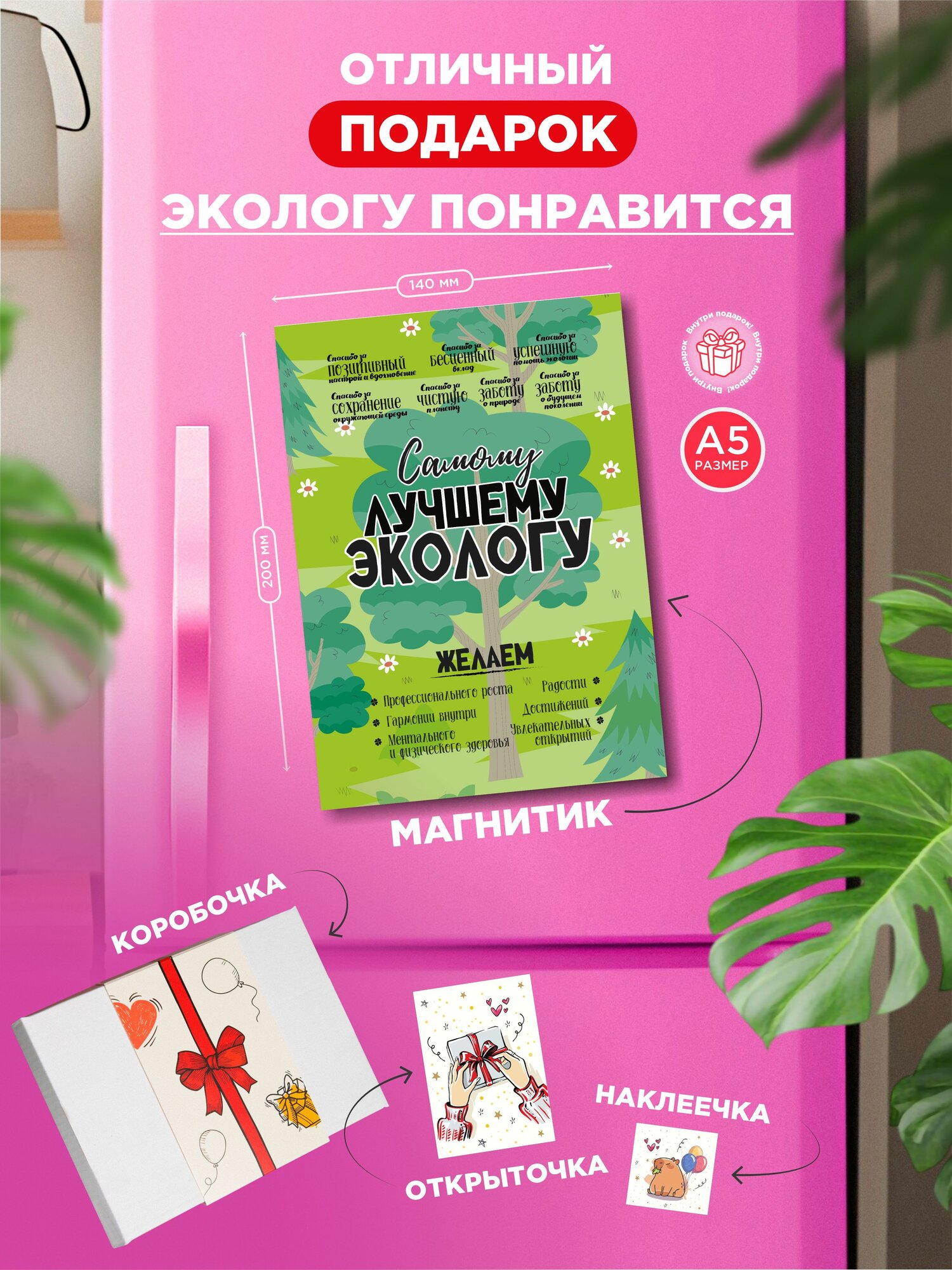 Подарок магнит экологу, подарок сувенирный магнит на холодильник на день эколога