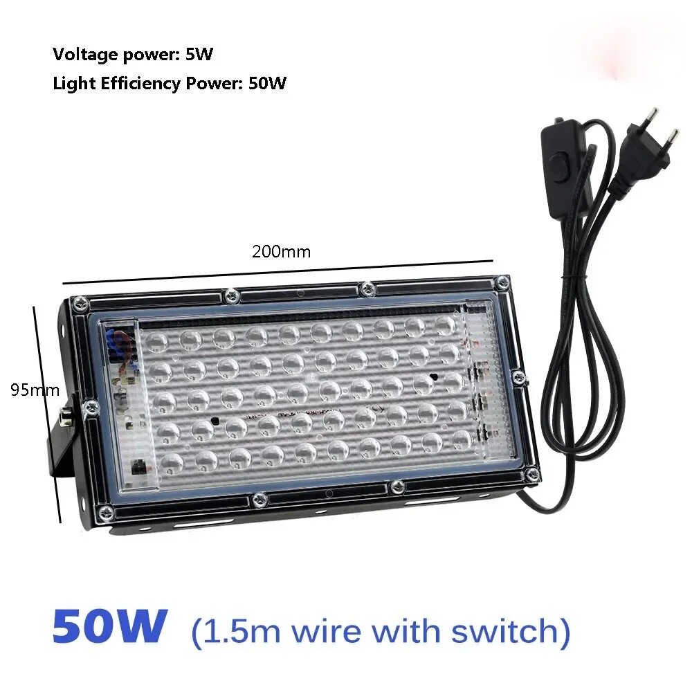 УФ-лампа для отверждения клея 100Вт/200Вт/300Вт 365/405/395нм 220V Voltage, 405nm, 50W, EU Plug