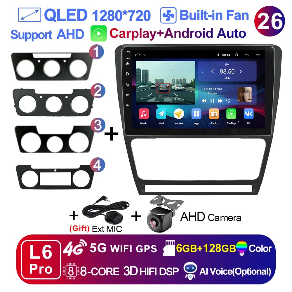 Автомагнитола LEHX Pro с голосовым ИИ на Android 12, 2 Din, мультимедийный L6 Pro(6-128GB)CAM