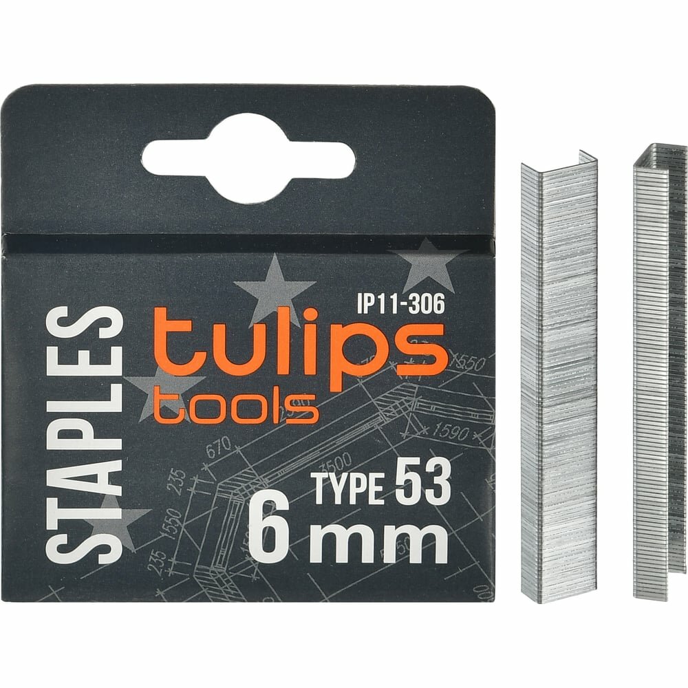 Скобы тип 53 (1000 шт; 6 мм) для степлера Tulips tools IP11-306