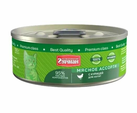 Четвероногий Гурман Мясное Ассорти с курицей, для котят, 100 г , 1 шт
