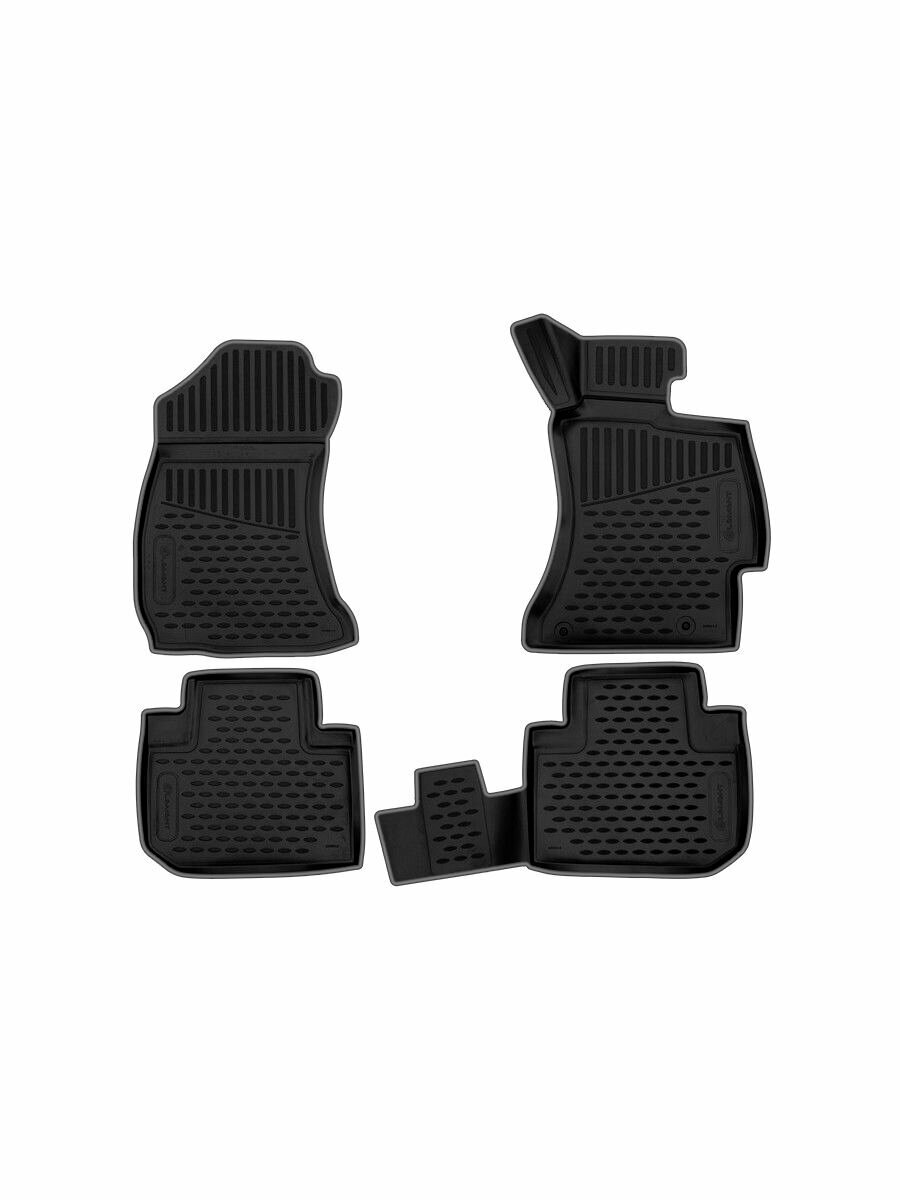 Коврики 3D в салон для SUBARU Forester, 2012 - 2018, правый руль. 4 шт. (черный кант, полиуретан) / Субару Форестер