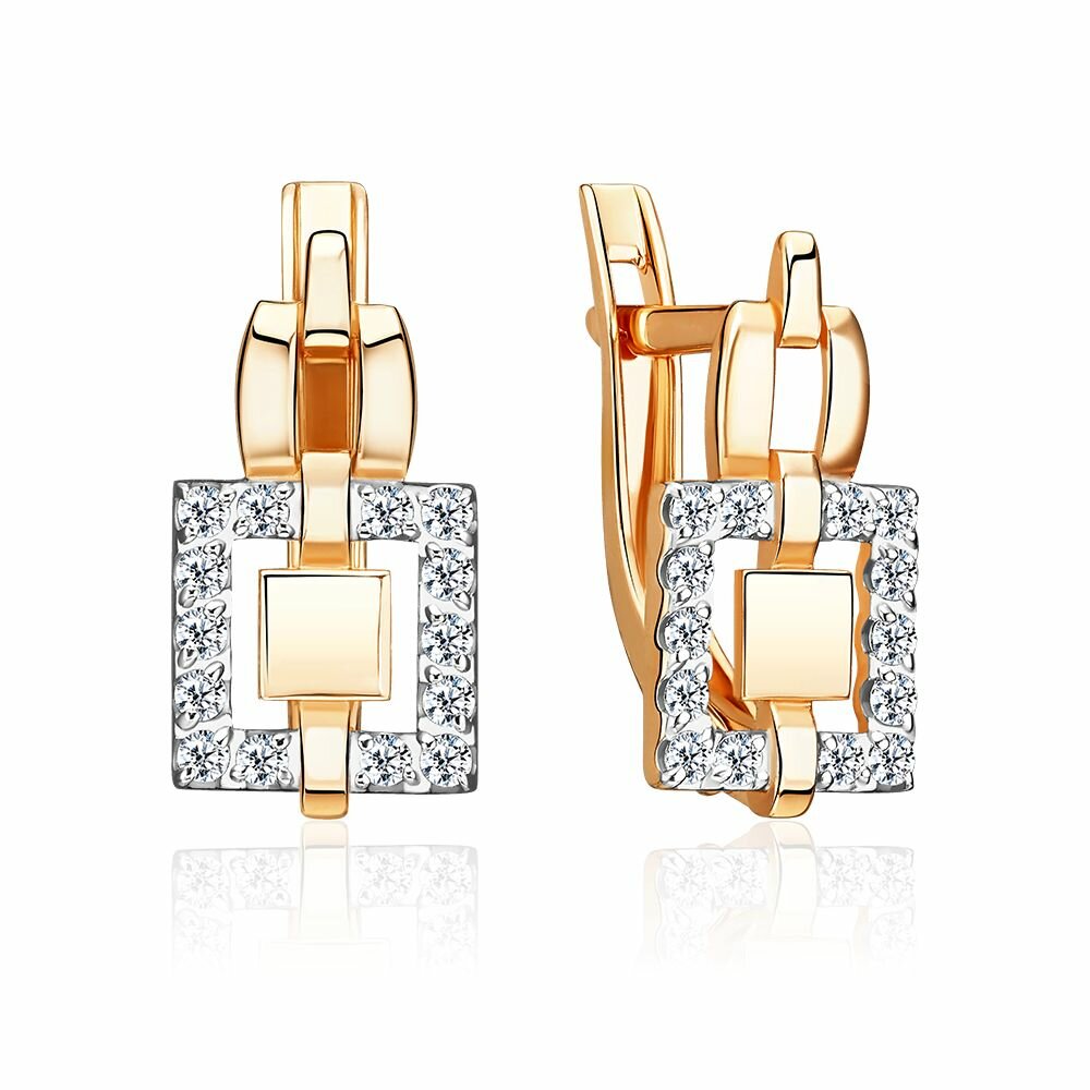 Серьги, красное золото, 585 проба, фианит
