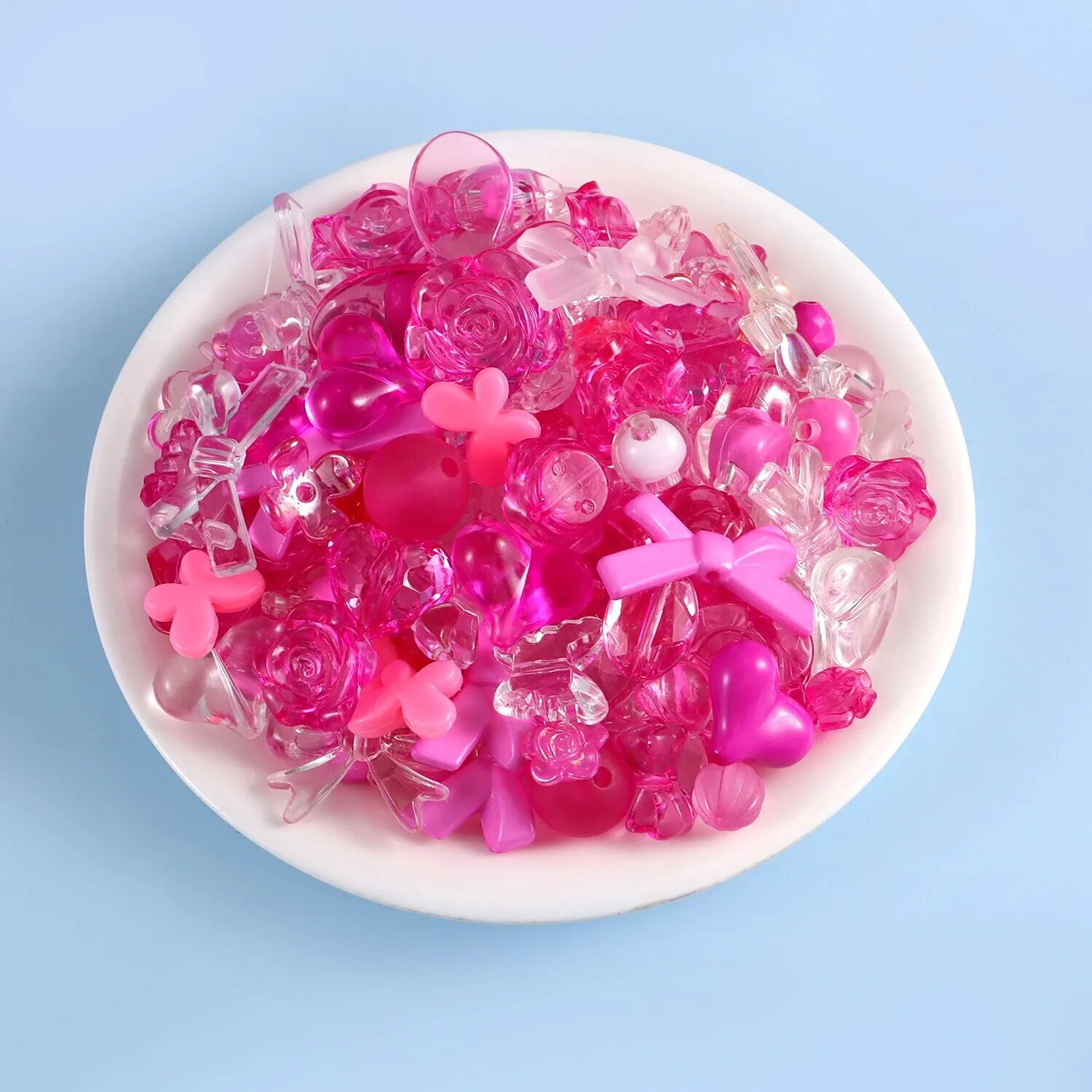 Розовые акриловые бусины Hot Pink