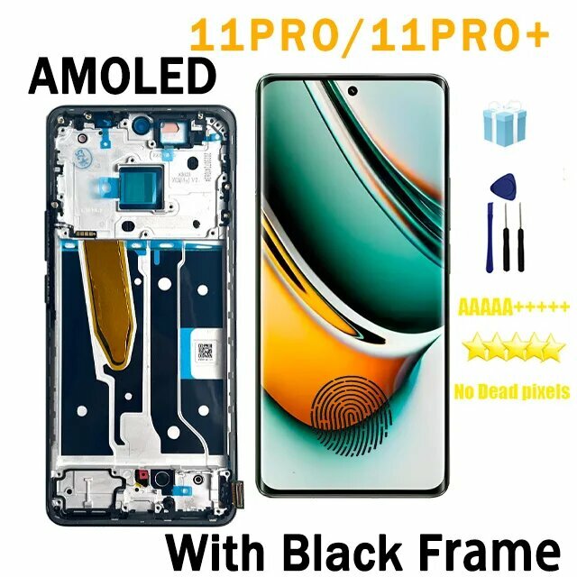 Новый AMOLED LCD-дисплей для Realme 11 Pro RMX377, сенсорный экран, дигитайзер AMOLED Black Frame