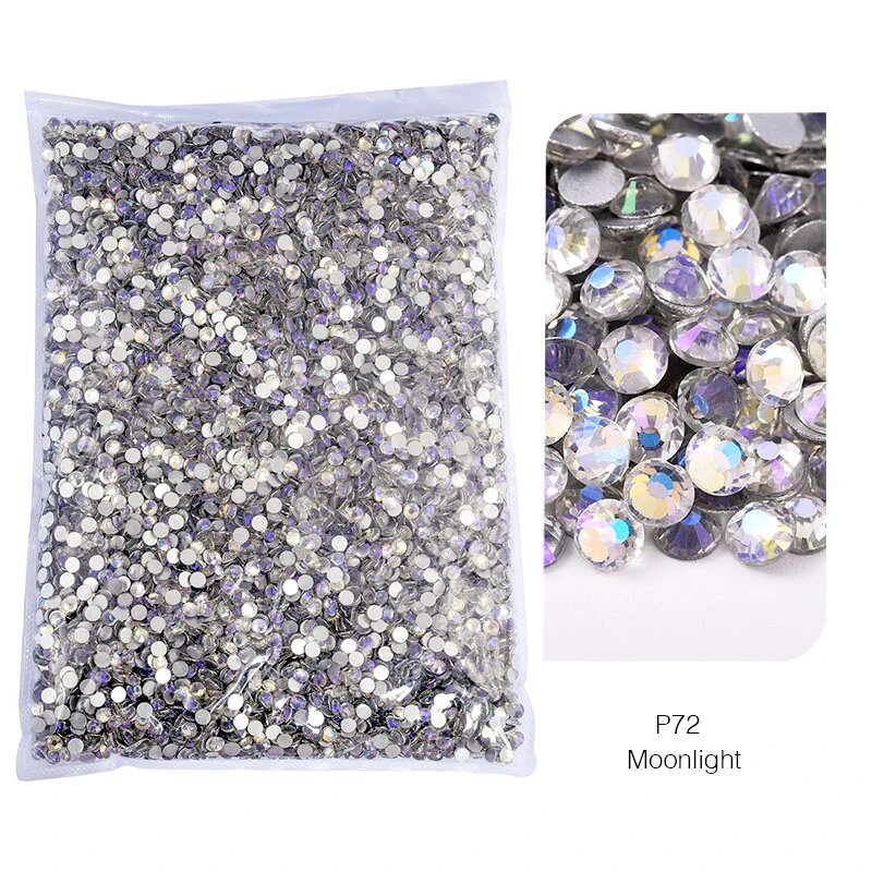 BOBOHOO стеклянные стразы SS3-SS34 без термофиксации 14400 шт. SS16-14400Pcs, Moonlight